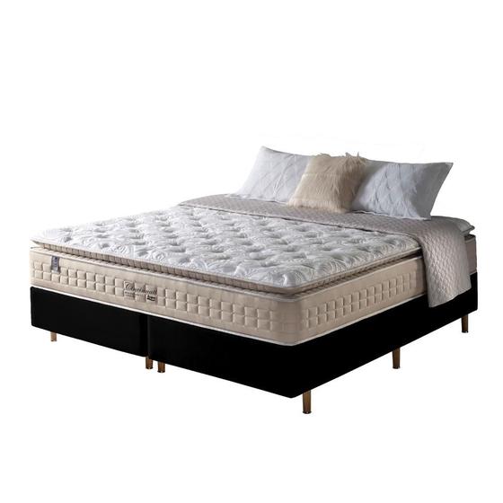 Cama Box Queen Preto Colchao Molas Ensacadas Macio Cincinnati Pillow