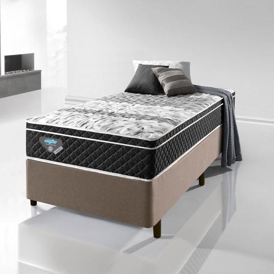 Cama Box Solteiro King Alpha Marrom + Colchão GranSleep Molas Verticoil ...