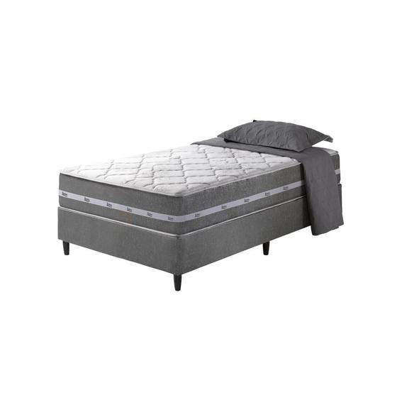 Cama Box Solteiro King Cinza + Colchão Molas Ensacadas Miami ...