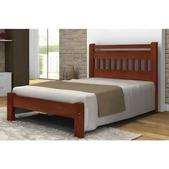 Cama de Casal Antares de Madeira Maciça Angelim Pedra/Tauari Castanho ...