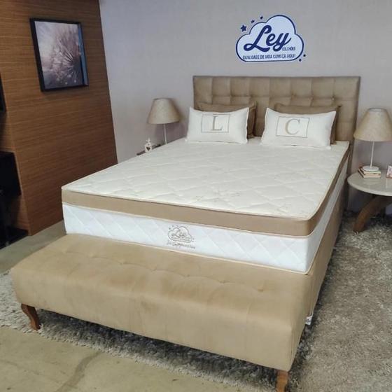 Cama de Casal Box 198X158X72 Queen Size Colchão e Base dupla com molas ...