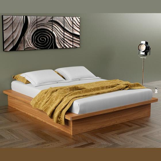 Cama de Casal Box Queen Baixa 201 x 165 cm Sem Colchão Efeito Flutuante Quarto MDF Marrom ...