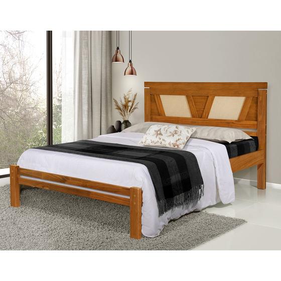 Cama de Casal em Madeira Maciça Mônaco Imbuia - CASA DA MADEIRA - Cama ...