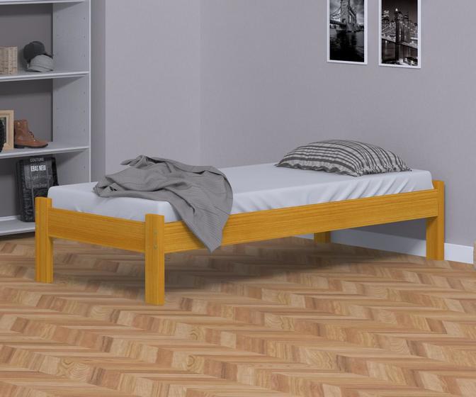 Cama de Solteiro Turca Malta de Madeira Maciça Pinus - Cor Cerejeira ...