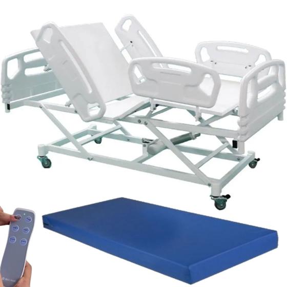 Cama Hospitalar Motorizada 5 Posições Elevação do Leito com Grades e ...