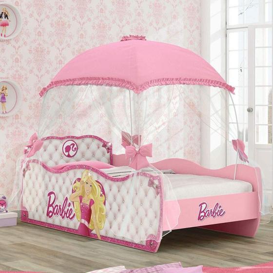 Cama Infantil com Dossel Barbie Star Pura Magia Rosa - Cama Infantil ...