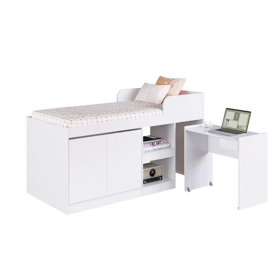 Cama Multifuncional Solteiro com Escrivaninha 2 Portas 1 Gaveta CJ6080 ...