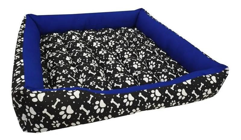 Cama Para Cachorro 1,00X1,00 Patinhas Azul - Ana Pet Ibitinga - Cama ...