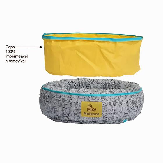 Cama para Cachorro Redonda Básica Cor Cinza e Amarelo - Melcare - Cama ...