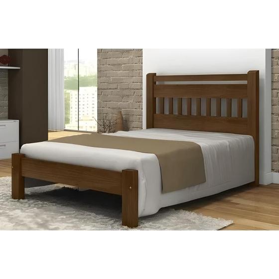 Cama Queen Size Antares de Madeira Maciça Angelim Pedra/Tauari Imbuia ...