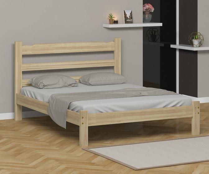 Cama Queen Size Malbec de Madeira Maciça Pinus - Cor Natural - GSRM ...