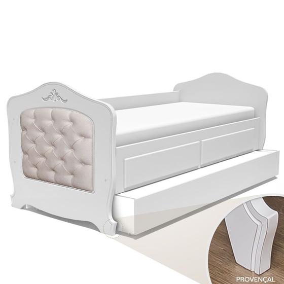 Cama Sofá Nóbile Branco Provençal com Cama Auxiliar 2 Gavetas e ...
