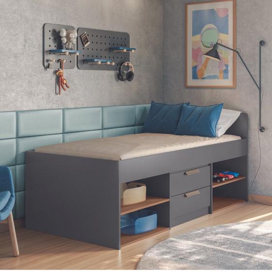 Cama Solteiro New Conect com Gavetas com Corredicas telescopica Santos ...