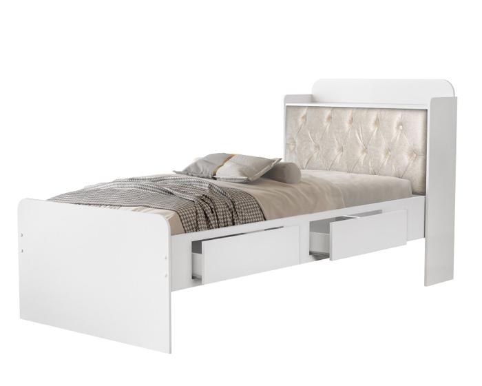 cama solteiro tamires com capitone estofado gavetas pretaleiras e bau para quarto - Mini Me ...