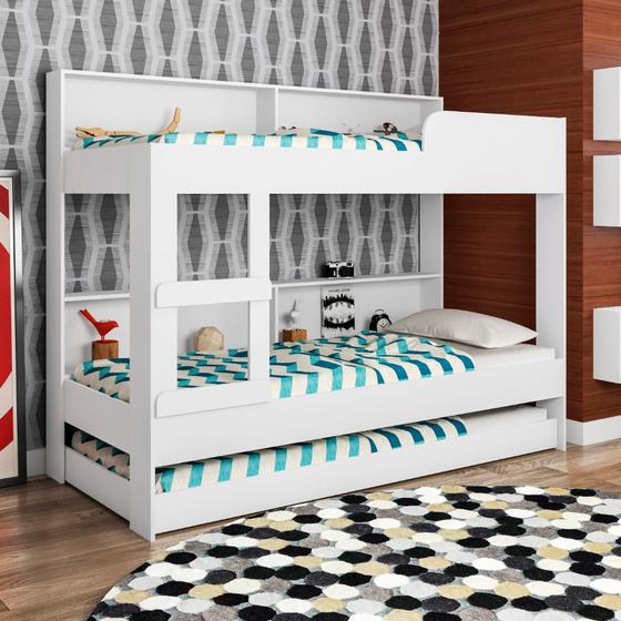Cama Treliche Para Quarto Infantil Criança Gêmeos Com Estante ...