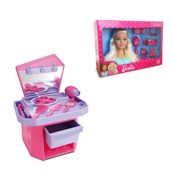 Camarim Infantil Linda Menina Rosa + Boneca Barbie Busto - Silmar/Puppe ...
