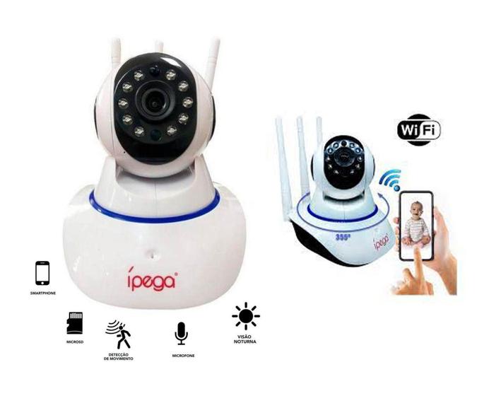Câmera de segurança ip wifi giratória 3 antenas alcance - Ipega - Ipéga ...