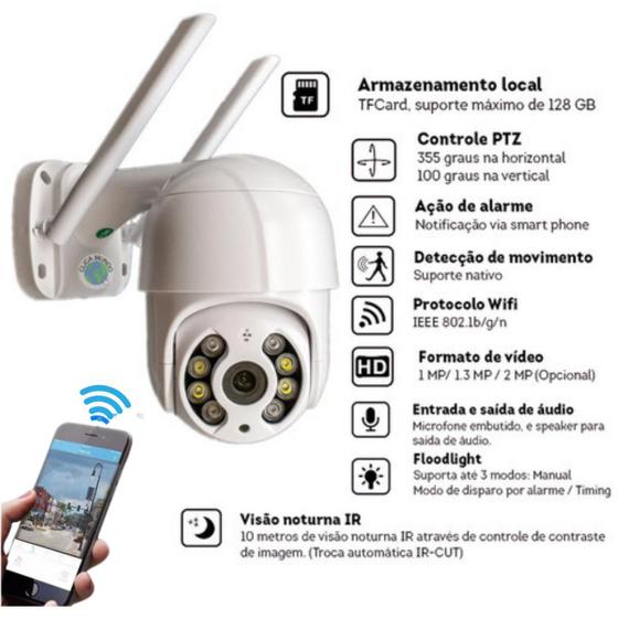 Camera de segurança wifi externa Visão Noturna Rotativa 360 - Camera ...