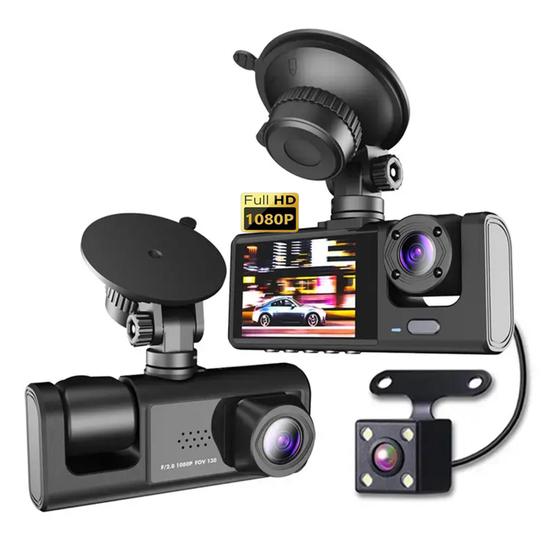 Câmera DVR Gravação 3 Canais Para Carro FULL HD com Lentes Grande ...