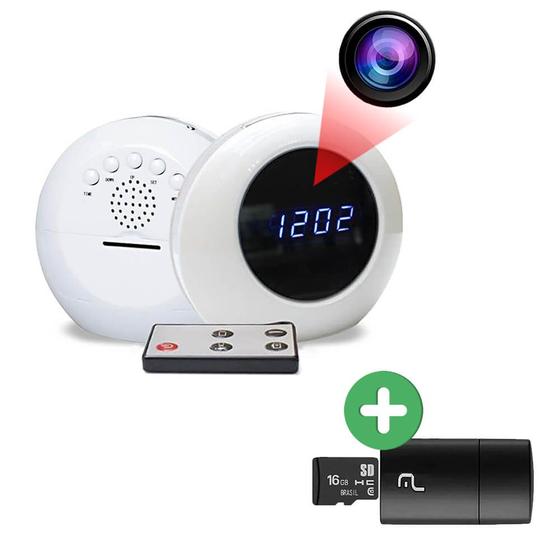 Câmera Espiã Disfarçada de Relógio de Mesa Espião + Cartão 16GB ...