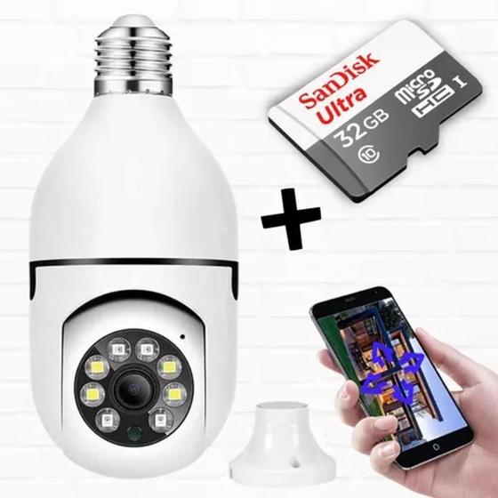 Camera Ip 360 Giratoria Wifi Lampada Yoosee Cartão De Memória 32gb Original - Jortan - Câmera IP ...