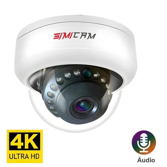 Câmera IP Dome PoE 4K 48V POE DC 12V 4MP 5MP 8MP Super HD Visão Noturna Infravermelha Vigilância ...