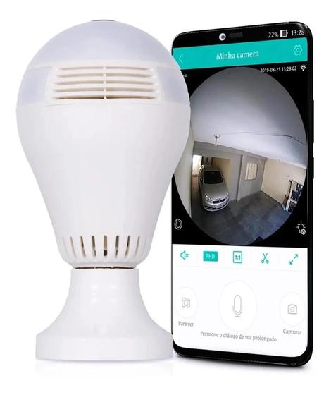Câmera Ip Espiã Lâmpada Vr 360 Panorâmica Wi-fi Bocal Luz - Afc ...
