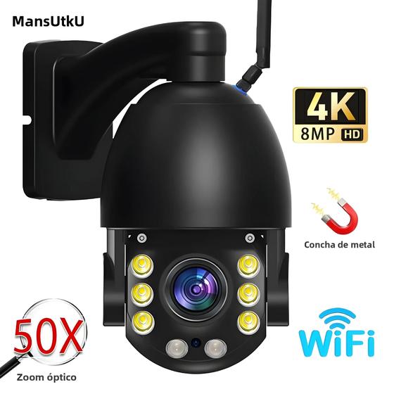Câmera IP Externa 4K 8MP Zoom 50X WIFI Metal Shell 120M IR Night Vision ...