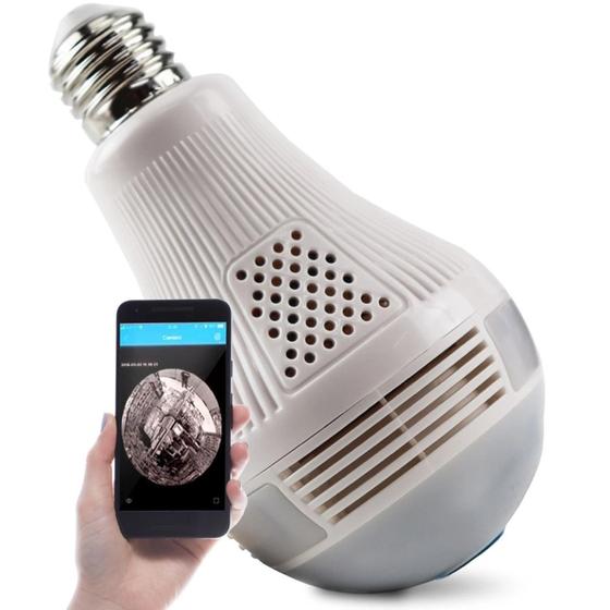 Câmera Ip Wi-fi Panorâmica 360 Graus Lâmpada Led Com Visão Noturna V9 ...