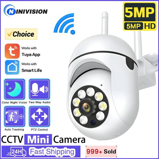 Câmera IP Wifi 5MP Colorida Visão Noturna Ao Ar Livre Rastreamento ...