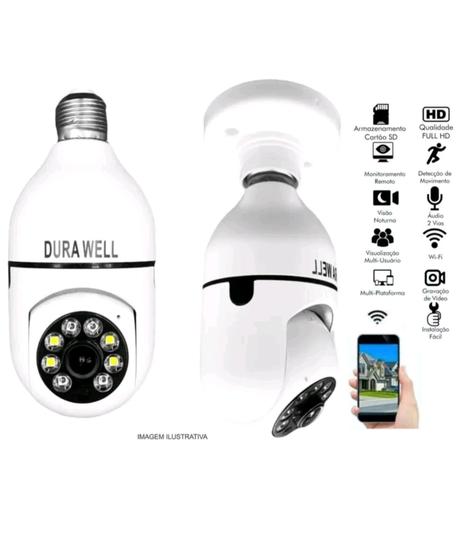 Camera Lâmpada Giratória De Segurança Sem fio Wi-Fi Bocal E27 Visão ...