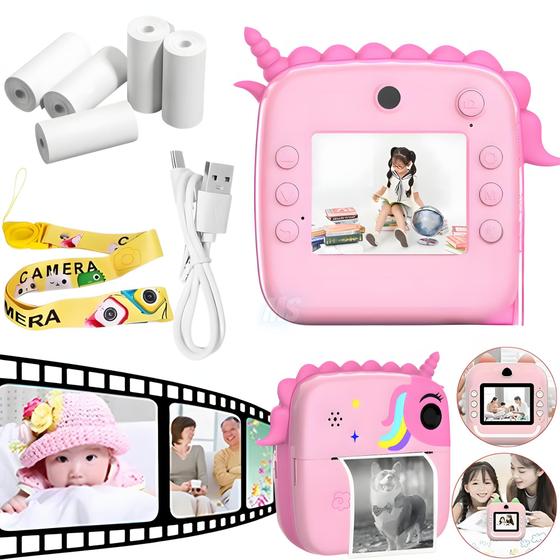 Câmera UNICÓRNIO/DINOSSÁURO Digital Filmadora Infantil HD Imprime foto ...