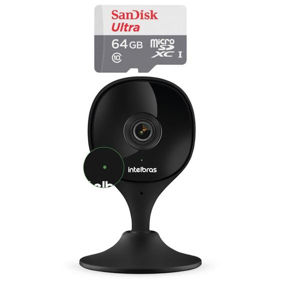 Câmera Wi-fi Imx C Black Intelbras Mibo + Cartão Sd 64gb Ultra - Câmera ...
