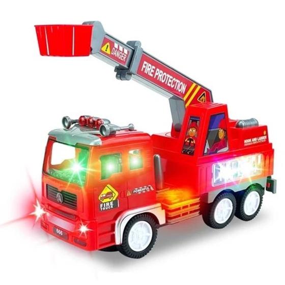Caminhão Bombeiro Infantil Carrinho Presente com som de Sirene, Luzes ...