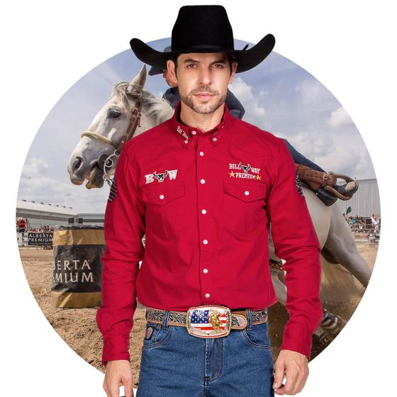 Camisa Country Masculina Cowboy Peão Bordada Bill Way agro - Camisas ...