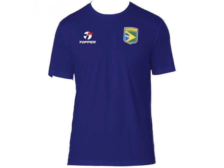 Camisa de Futebol Topper Brasil Combate II - Masculina Manga Curta Azul ...