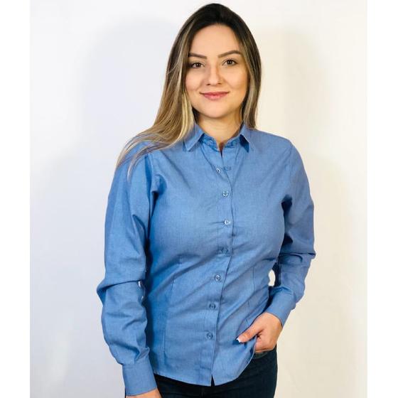 Camisa Feminina Manga Longa Blusa Social - Uniformes Perfeitos - Camisa ...