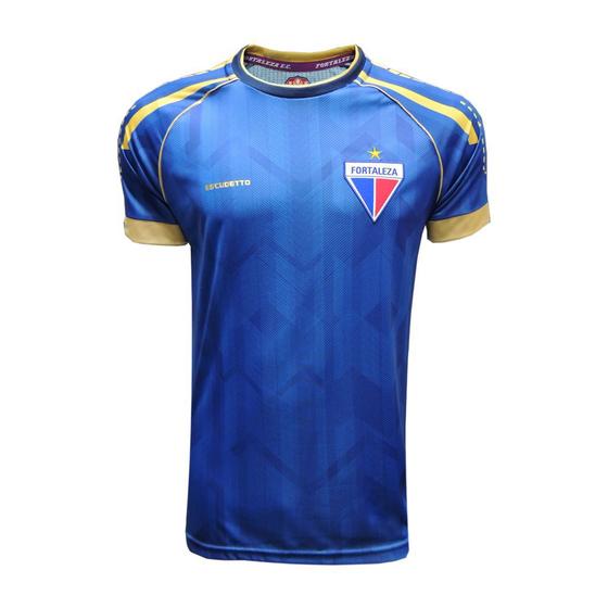 Camisa Fortaleza Esporte Clube Masculina Azul Mangas Douradas Leões do ...