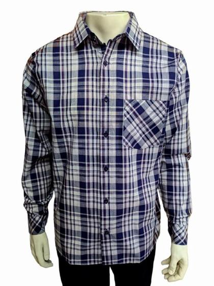 Camisa Manga Longa Masculina Xadrez 100% Algodão 3067 Modelagem Regular ...