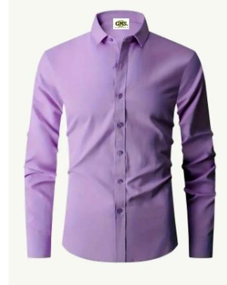 Camisa masculina microfibra Social manga Longa Luxo Slim 06 Cores ...