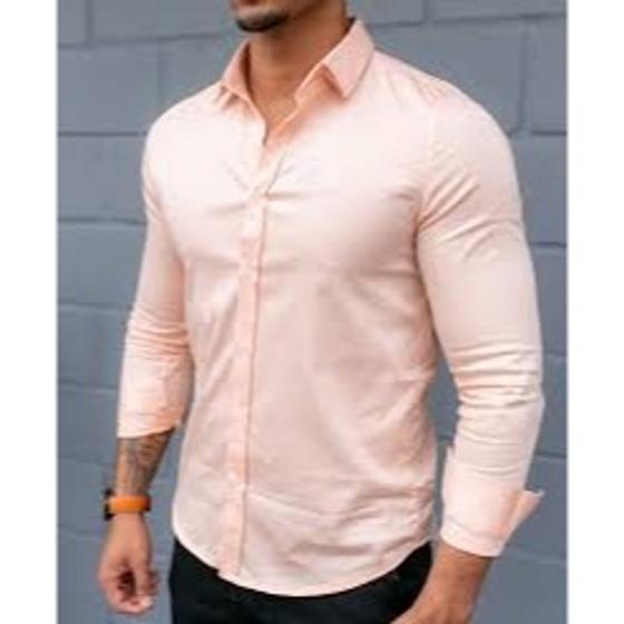 Camisa masculina microfibra Social manga Longa Luxo Slim 06 Cores ...