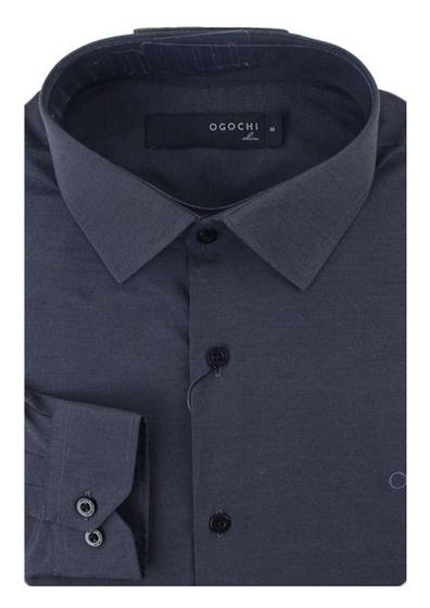 Camisa Masculina Ogochi Ml Essencial Slim Chumbo - 001470 - Camisas ...