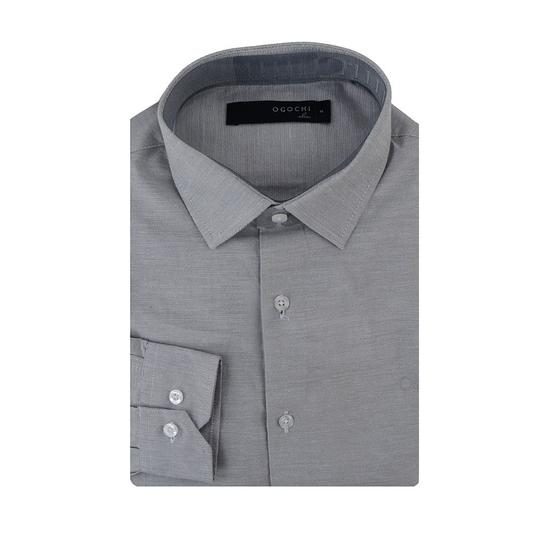 Camisa Masculina Ogochi ML Essencial Slim Cinza - 001470 - Camisas ...
