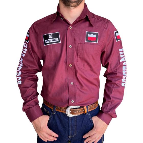 Camisa Masculina Vaqueiro Country Bordada Manga longa Rodeio - Os ...