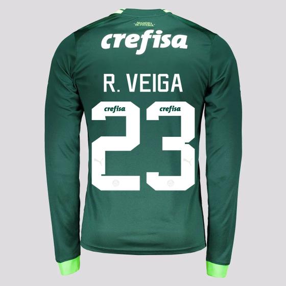 Camisa Puma Palmeiras I 2023 Manga Longa 23 R. Veiga - Camisa de Time ...
