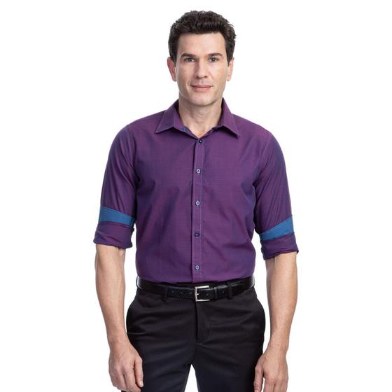 Camisa social masculina roxa lisa - COLOMBO - Camisas Masculinas ...