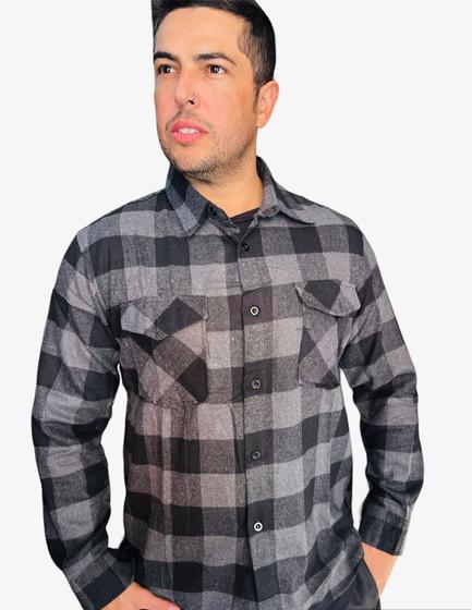 Camisa Xadrez Flanelada Preta com cinza Linda super descolada do P ao ...