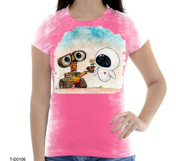 Camiseta Baby Look Wall.e Walle Eva Pixar Cinema Desenhos R - Estilo ...