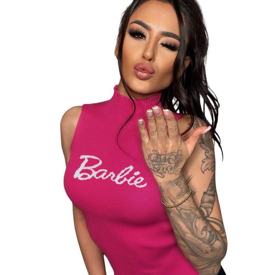 Camiseta Barbie Regata Baby Look Gola Alta Core Tendencia Tiktok Filme ...