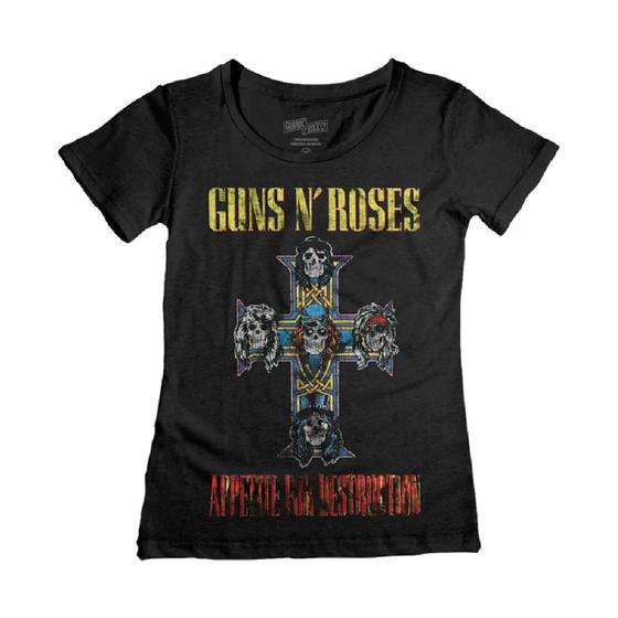 Camiseta Feminina Guns N Roses Baby Look Appetite For Destru - TEELABS ...